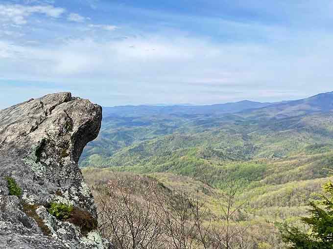 The namesake rock formation jutting over Johns River Gorge, defying gravity and making physicists scratch their heads since forever.