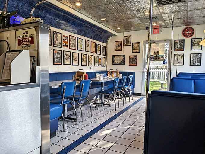 That chrome and blue color scheme hits different when you're sitting where sock hops were still a thing.