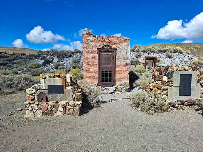 Even the cemetery vaults tell stories here, standing as silent sentinels over a town that refused to disappear completely.
