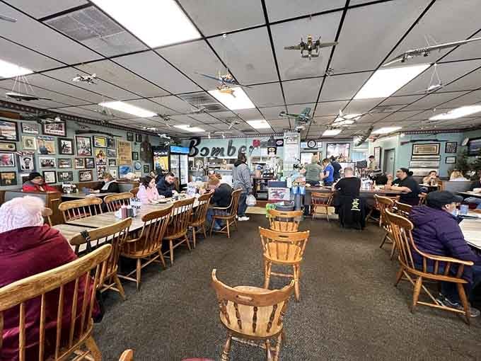 Aviation history meets comfort food in a dining room where the pancakes fly as high as those model planes.