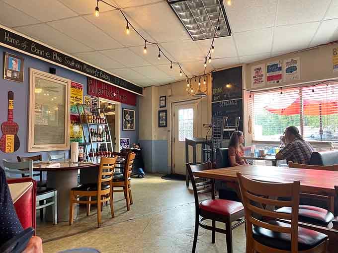 Inside, the converted gas station vibes meet Southern comfort in the most unexpectedly perfect marriage of style.