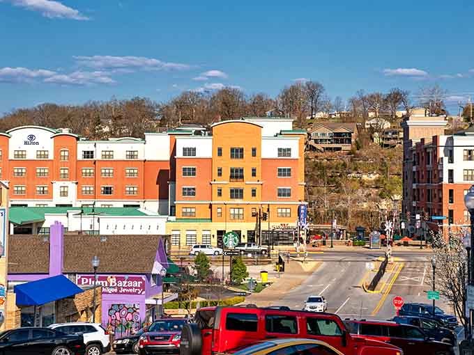 Colorful buildings and charming streets make Branson Landing the perfect spot for an afternoon stroll and people-watching.