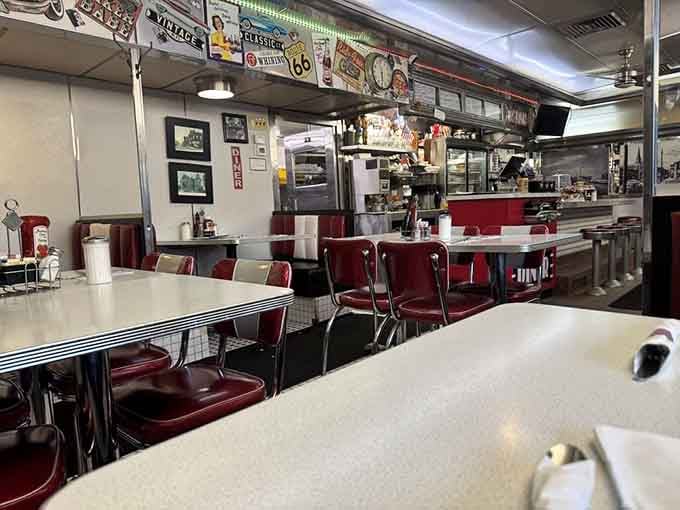 That authentic train-car charm hits different when you're surrounded by chrome and vinyl perfection.