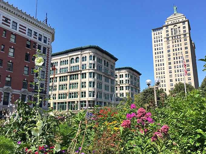 Wildflowers bloom against classic architecture, proving that beauty and affordability can actually coexist in one spectacular city.
