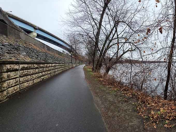 The pedestrian walkway offers front-row seats to one of Connecticut's most underrated architectural masterpieces.