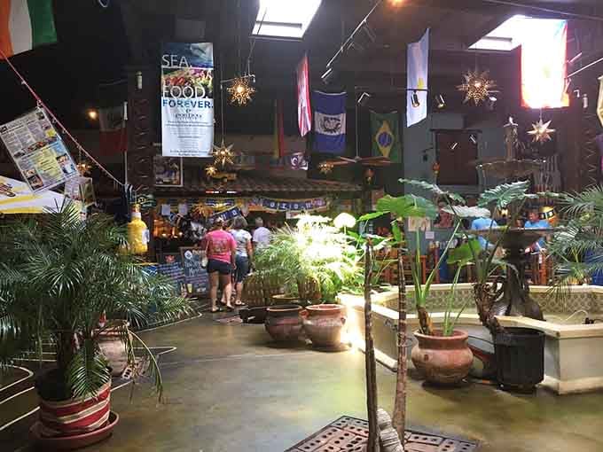 Step inside and suddenly you're navigating a tropical jungle complete with palm trees that clearly didn't get the memo about Georgia winters.