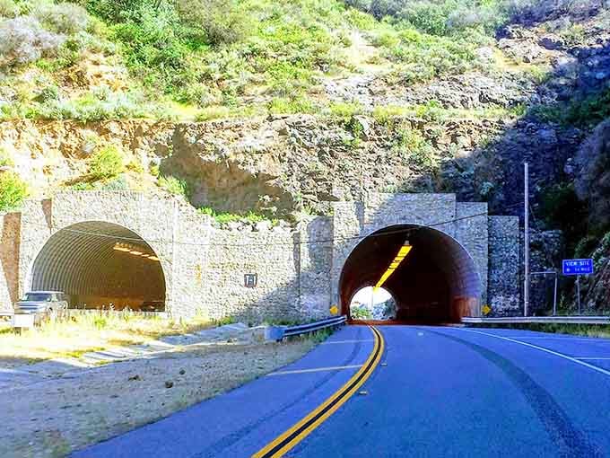 Twin tunnels carved through solid rock make you feel like you're entering Narnia, minus the wardrobe.