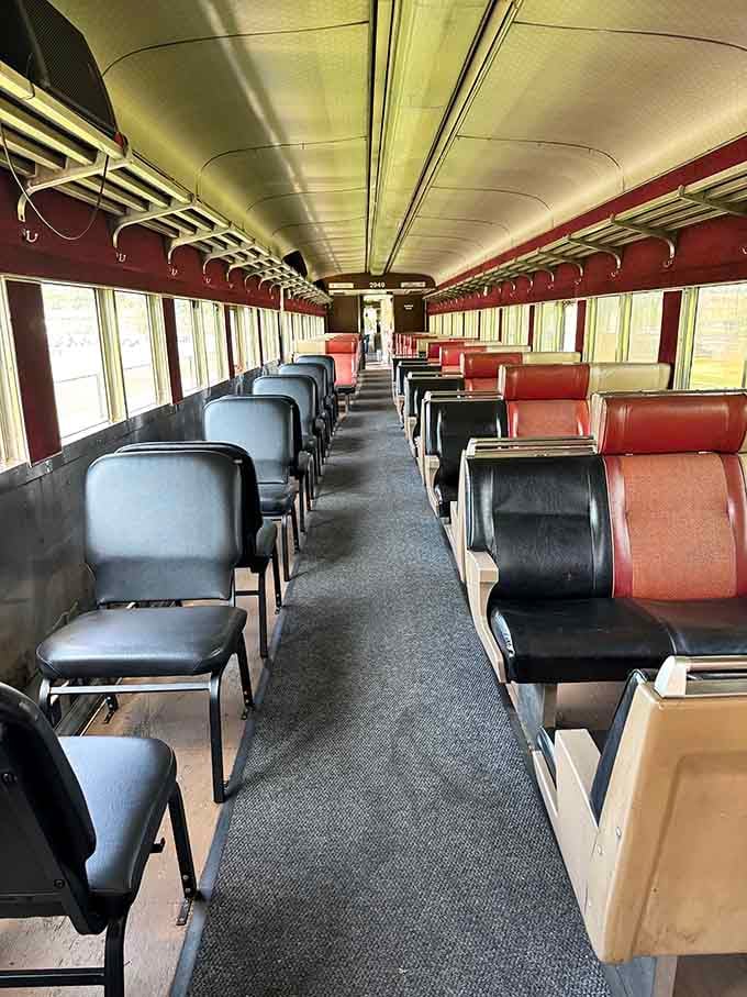 Step inside and you'll find vintage seating that actually gives you legroom, imagine that in today's world.