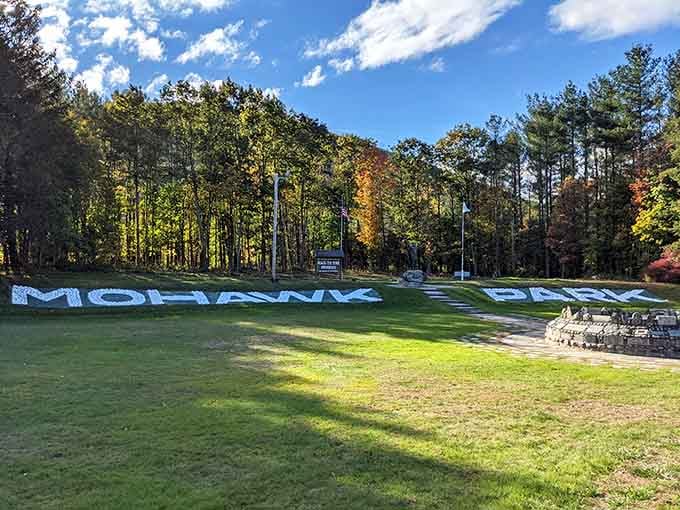 Mohawk Park's giant letters spell out adventure louder than any billboard ever could in this mountain paradise.