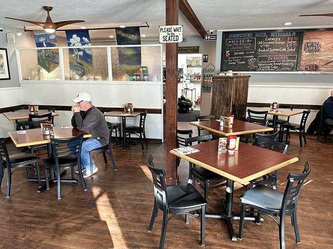 Simple tables, chalkboard menus, and the promise of exceptional seafood await inside this coastal gem.