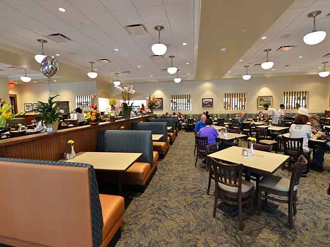 Spacious, welcoming, and filled with the kind of lighting that makes everyone look good after a satisfying meal.