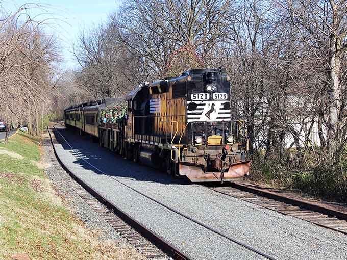 The Secret Valley Line locomotive looks ready to transport you somewhere magical, preferably with snacks included onboard.