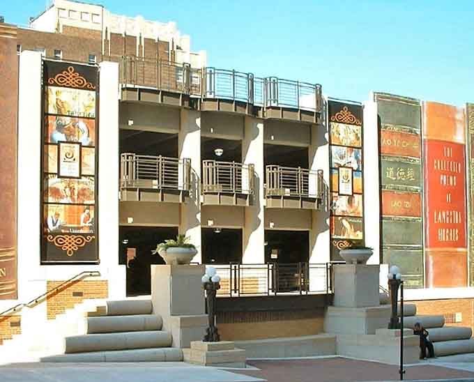 These towering book spines transform mundane concrete into a celebration of the written word we all love.