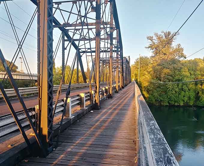 This historic steel bridge now serves pedestrians and cyclists, proving that good bones never go out of style.
