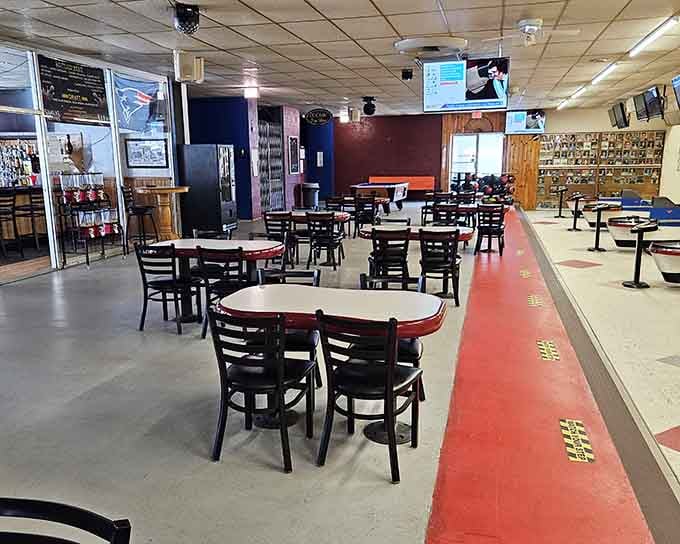 Comfortable seating where you can enjoy your meal while keeping an eye on who's winning the game.