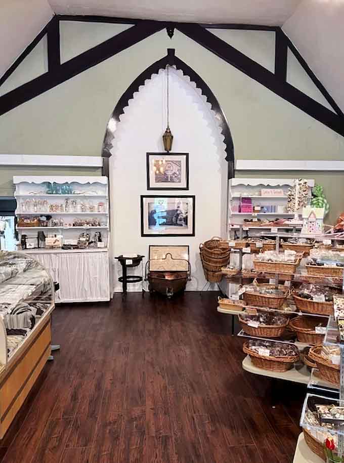 High ceilings, wicker baskets, and chocolate everywhere you look, this is what heaven's waiting room probably looks like.