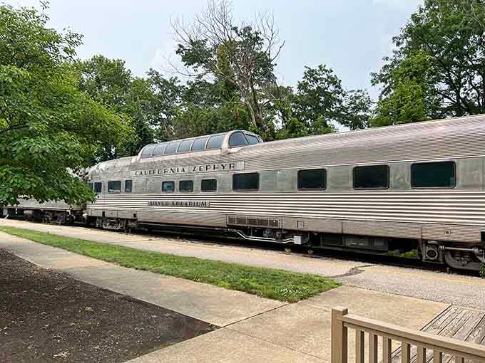 The California Zephyr dome car gleams like a silver bullet, ready to transport you through time.