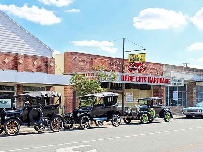 Vintage cars parked outside Dade City Hardware prove some things never go out of style around here.