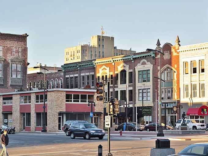 Downtown streets where every storefront feels like it belongs, not like it was dropped from corporate headquarters.