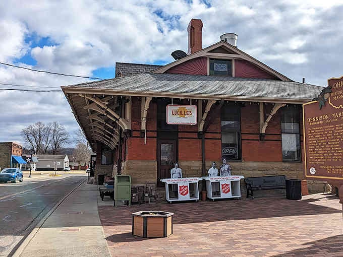 The depot's humble exterior belies the extraordinary acts of kindness that unfolded here during World War II years.