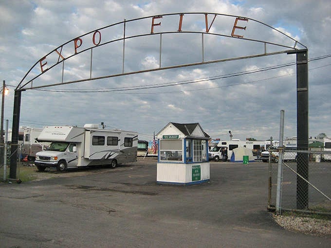 The "Expo Live" archway welcomes you to Louisville's treasure hunting headquarters, where parking is plentiful and possibilities are endless.