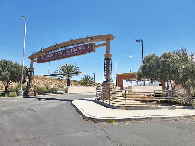 Even the parking garage entrance looks fancy here, which is either reassuring or a warning about what's to come.