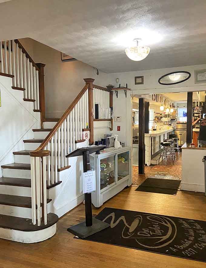 That staircase leads upstairs, but the real magic happens right here on the main floor every morning.