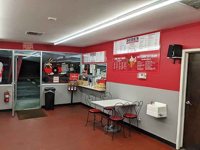 Red walls, chrome accents, and a menu that could make a grown adult weep with joy and indecision.