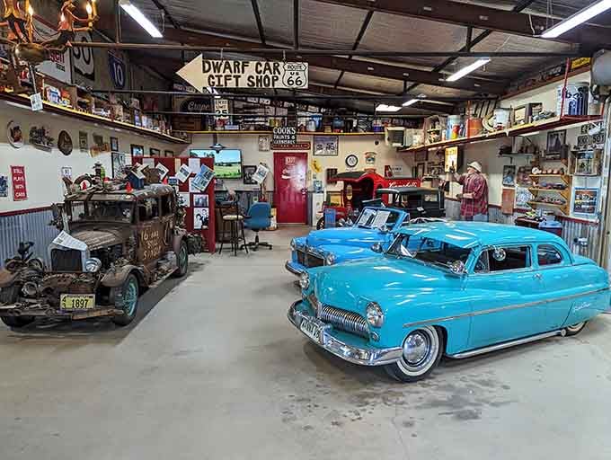 Step inside and suddenly you're Alice in Wonderland, except everything automotive just got wonderfully, impossibly smaller.