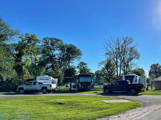 Spacious campsites under blue skies where your biggest decision is which lawn chair faces the best view.