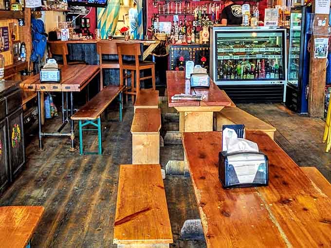 Communal tables where strangers become friends over sausages is exactly how dining should work in this world.