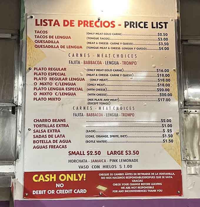 This straightforward menu proves you don't need fancy descriptions when the food speaks for itself beautifully.