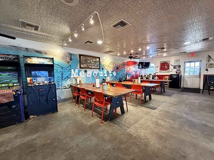 Arcade games and mesquite smoke: the perfect recipe for keeping everyone in the family blissfully entertained and fed.