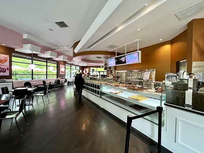 Clean lines, warm lighting, and a donut case that could make a grown adult weep with joy.