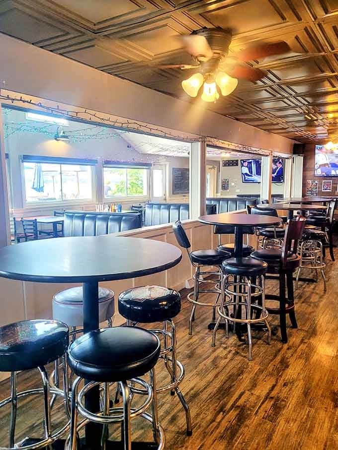 High ceilings, nautical touches, and enough seating to host your entire extended family reunion comfortably.