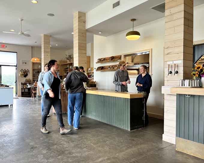 Clean lines and natural wood create a space that's equal parts farmhouse chic and contemporary cool.