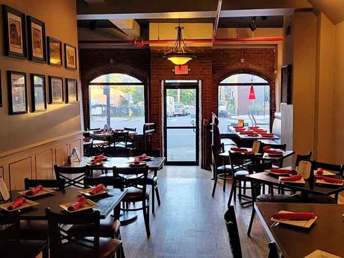 Clean lines and warm lighting create the perfect backdrop for pizza that actually lives up to expectations.