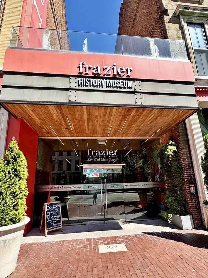 Step through this inviting entrance where warm wood tones and glass doors promise treasures beyond your wildest imagination.