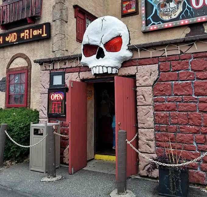 Walking through a giant skull's mouth to enter? They really understand the importance of a proper first impression.