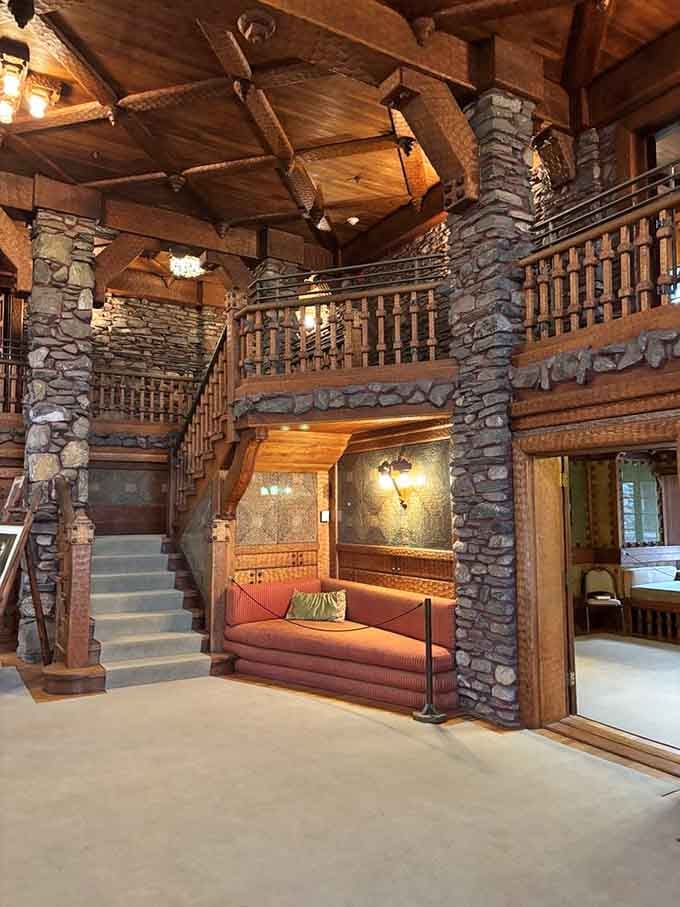 Inside, it's part medieval fortress, part Arts and Crafts fever dream, all Connecticut eccentric genius at work.