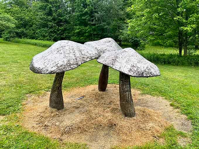These oversized mushrooms provide actual shade, proving that functional art is the best kind of art there is.
