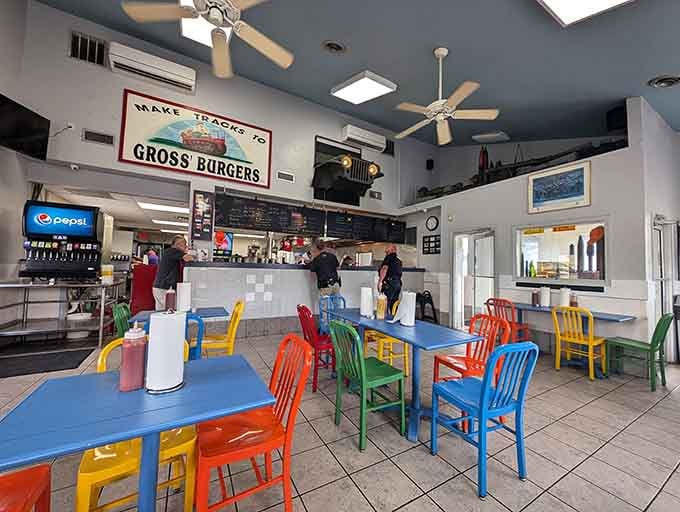 Those colorful chairs aren't just Instagram bait; they're your front-row seats to burger heaven in Danville.