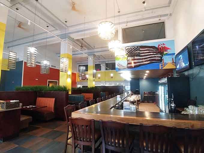 Bright, cheerful walls and comfortable booths create the perfect setting where hangovers come to find redemption and happiness.
