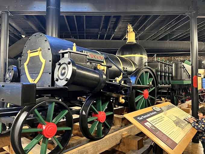 This vintage locomotive looks ready to pull out of the station and into your imagination.