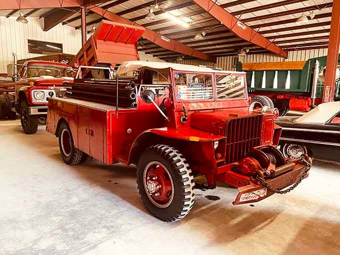 This vintage fire truck proves that heroes come in all shapes, especially when they're bright red.