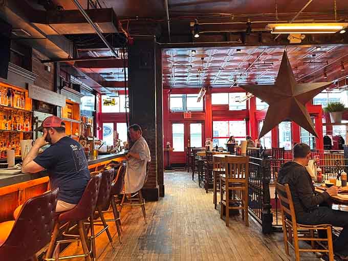 Step inside and find yourself transported to a Texas dance hall, complete with that giant star watching over everything.