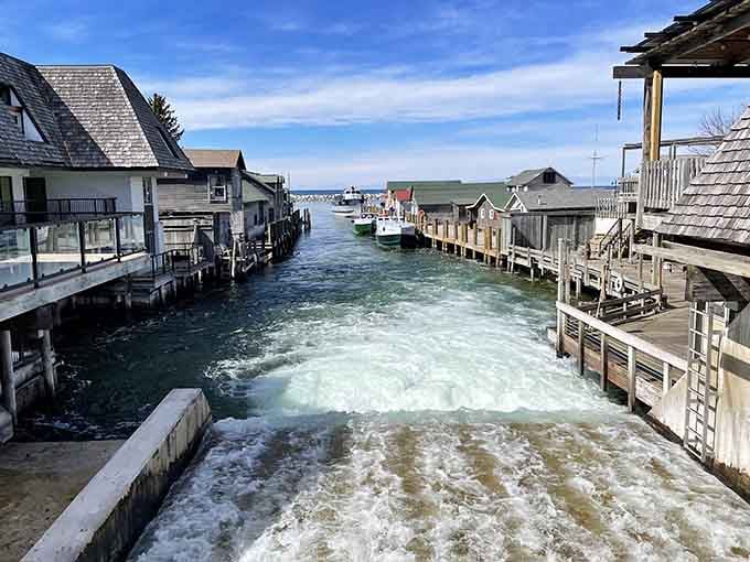 That rushing water has been the heartbeat of this village for over a century, still flowing with purpose.