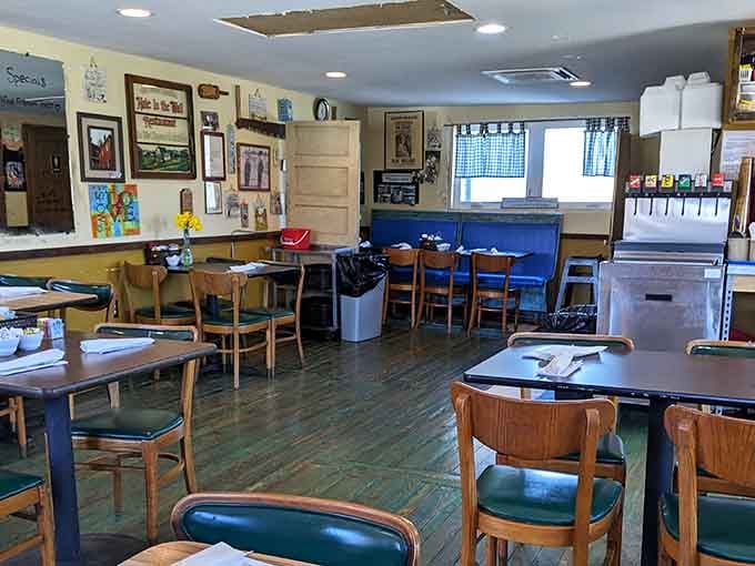 Step inside where wooden tables and local memorabilia create the perfect backdrop for serious eating.