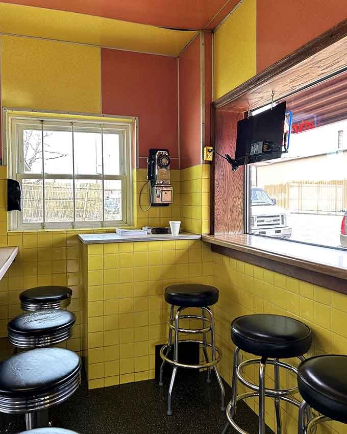 Yellow tile so cheerful it could cure a Minnesota winter blues, one breakfast at a time.