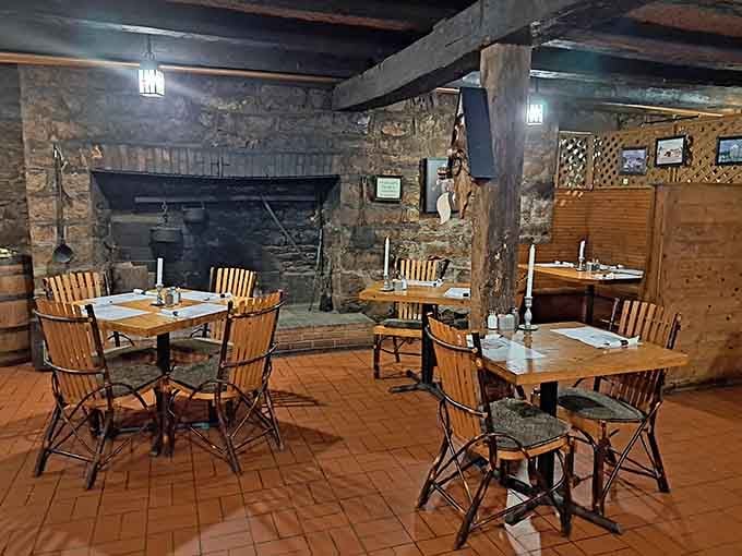 Dining by a fireplace that's been warming travelers since the 1700s beats any modern restaurant ambiance, hands down.